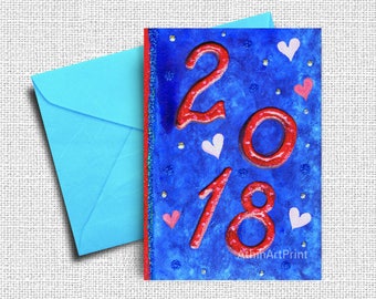 Happy new year card | Etsy