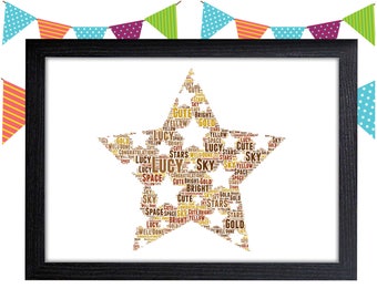 Star word art | Etsy