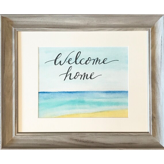 Items similar to Beachy Welcome Home Watercolor Print on Etsy