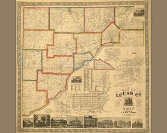 1861 Map of Lucas County Ohio