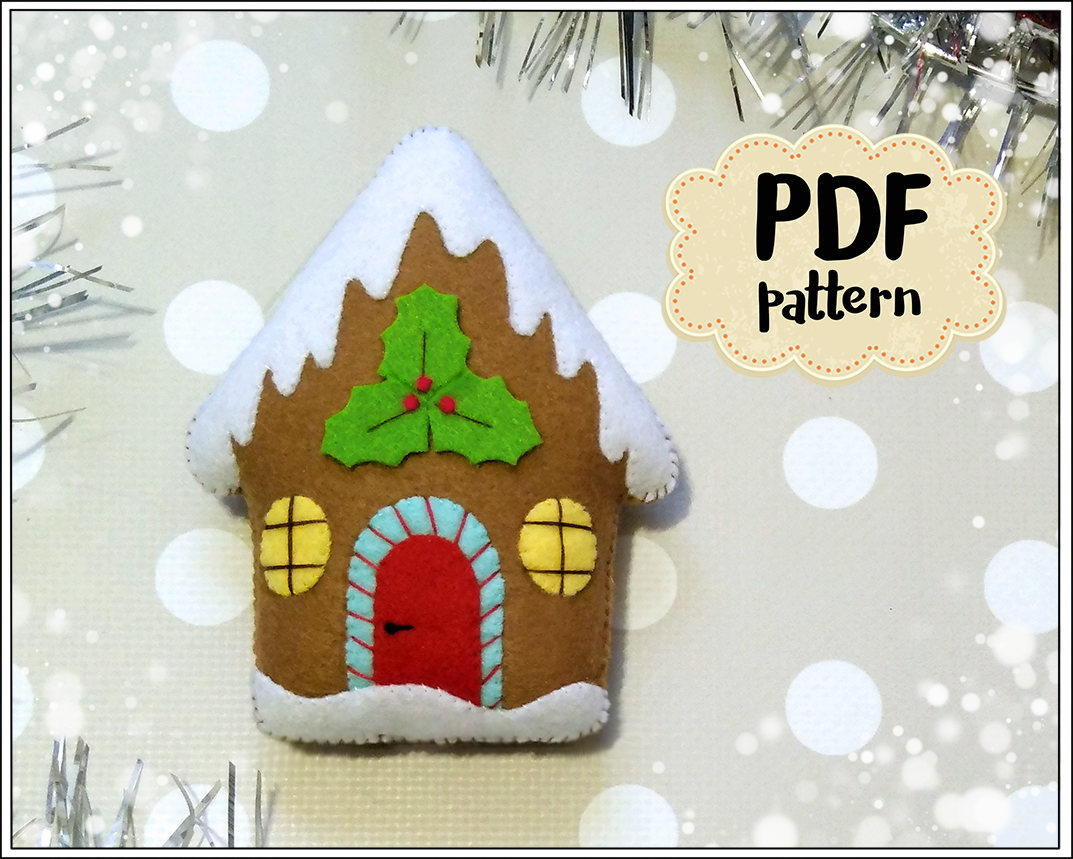 Gingerbread house felt pattern Christmas pattern felt