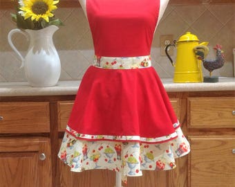 APRON retro apron kitchen apron Lucy apron black polka dot