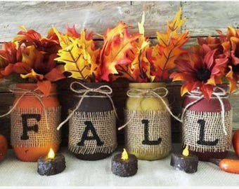 Fall mason jars | Etsy