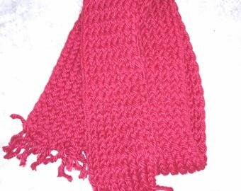 Red knitted scarf | Etsy