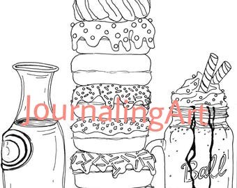 Donut coloring page | Etsy