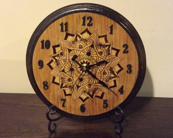 Wood burned clock | Etsy