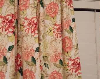 Pink floral curtains | Etsy