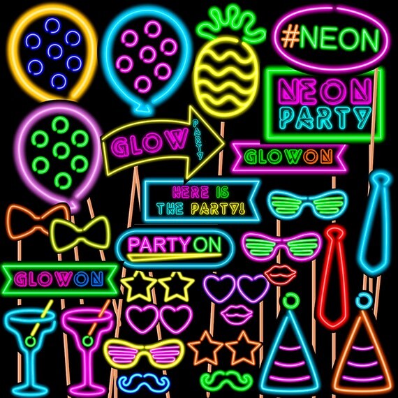 Neon Sign Photo Booth Props, Neon Party, Neon Birthday, Neon Glow props ...