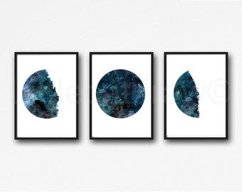 Blue moon print | Etsy