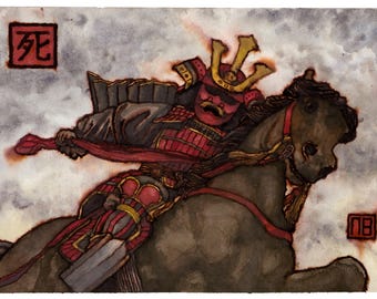 PRINT Samurai with a painting of Samurai Drawing a Sword