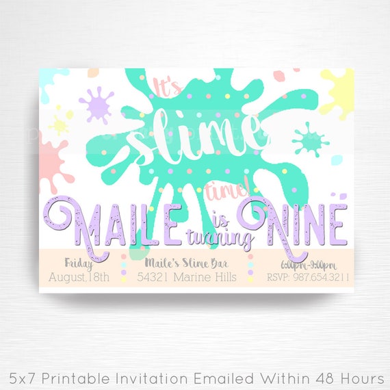 Slime Birthday Party Printable Invitation YOU Print Pastel