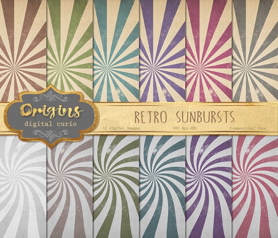 Retro Sunburst Digital Paper starburst backgrounds printable