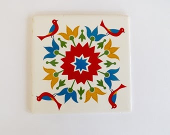 Folk art tiles | Etsy