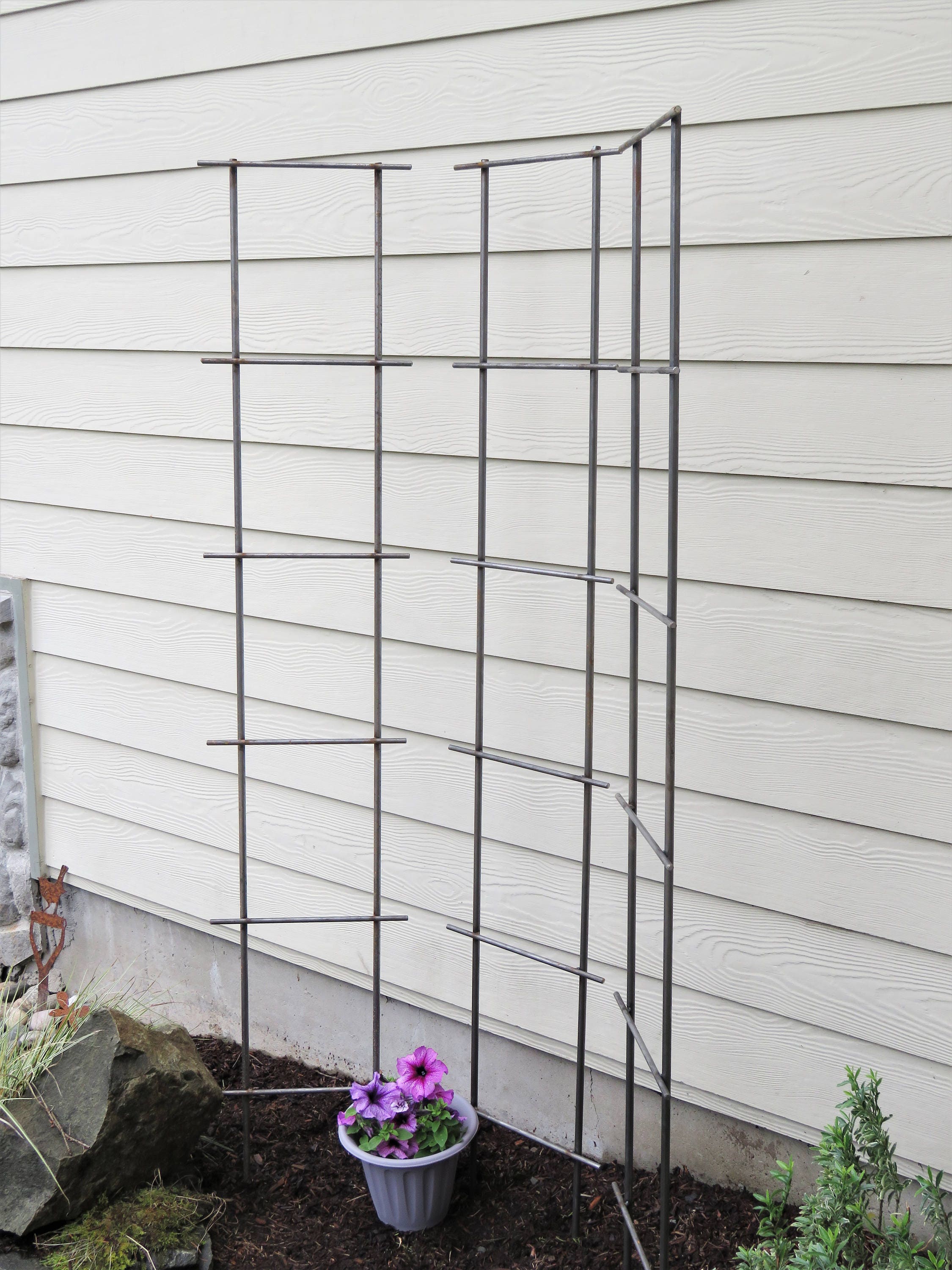 Set of 3 Large Steel Trellises. Garden Plant Vine Trellis.