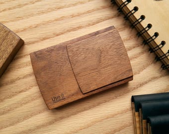 Wood card holder | Etsy