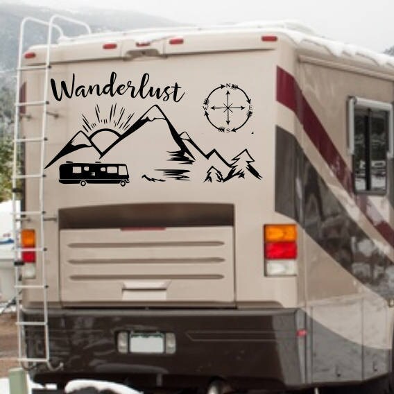 Wanderlust rv decal, rv decals, adventure decal, mountain decal ...