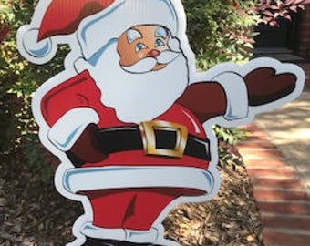 Santa Yard Sign Happy Holidays Santa Yard Stake Outdoor