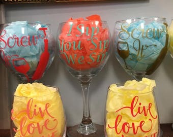 Vinyl wine glass | Etsy