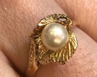 14k pearl ring | Etsy