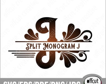 Split monogram j | Etsy
