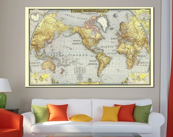 World map canvas | Etsy