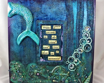 Mixed media mermaid | Etsy