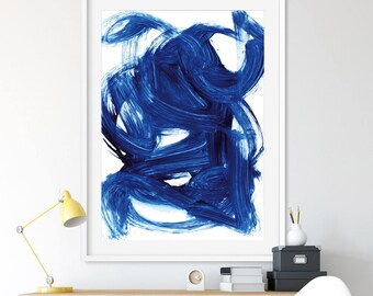 Navy blue art | Etsy