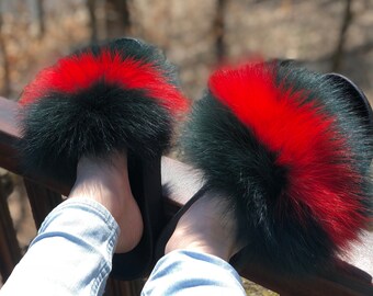Fur slides | Etsy