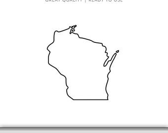 Wisconsin outline | Etsy