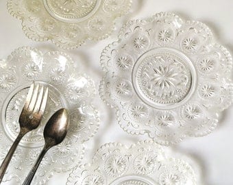 Vintage glass plates | Etsy