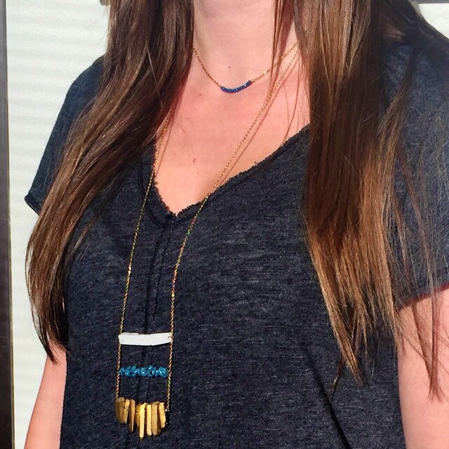 Handmade delicate & statement necklaces in gold gem. by orendia