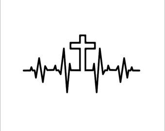 Cross heartbeat | Etsy