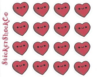 Red heart stickers | Etsy