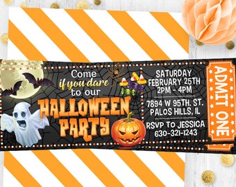 Printable Halloween Ticket Invitation Costume Party