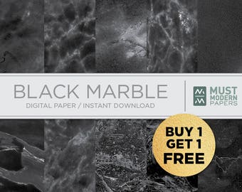 Gold marble digital paper Black marble paper marble