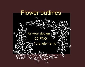 Flower outline | Etsy