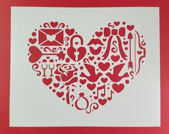 Heart stencil | Etsy
