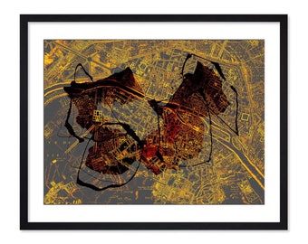 Paris map art | Etsy