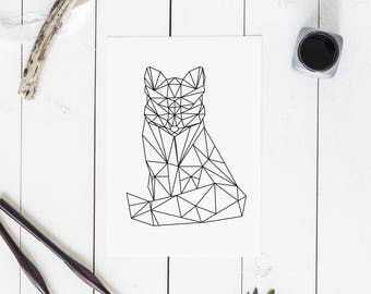 Geometric animal art | Etsy