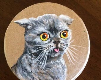 Sneak Attack Cat Print Ink Drawing Funny Cat Art