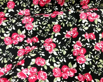 Black rose fabric | Etsy