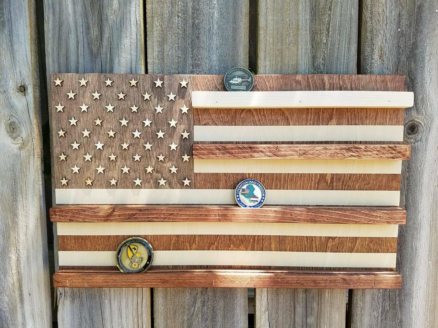 Small American Flag Coin Rack STAIN