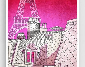 Rooftops of Paris Printable Instant Digital Download Wall