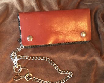 Leather chain wallet | Etsy