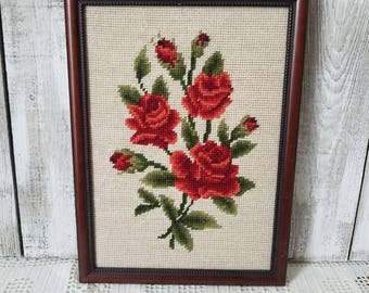 Rose needlepoint | Etsy