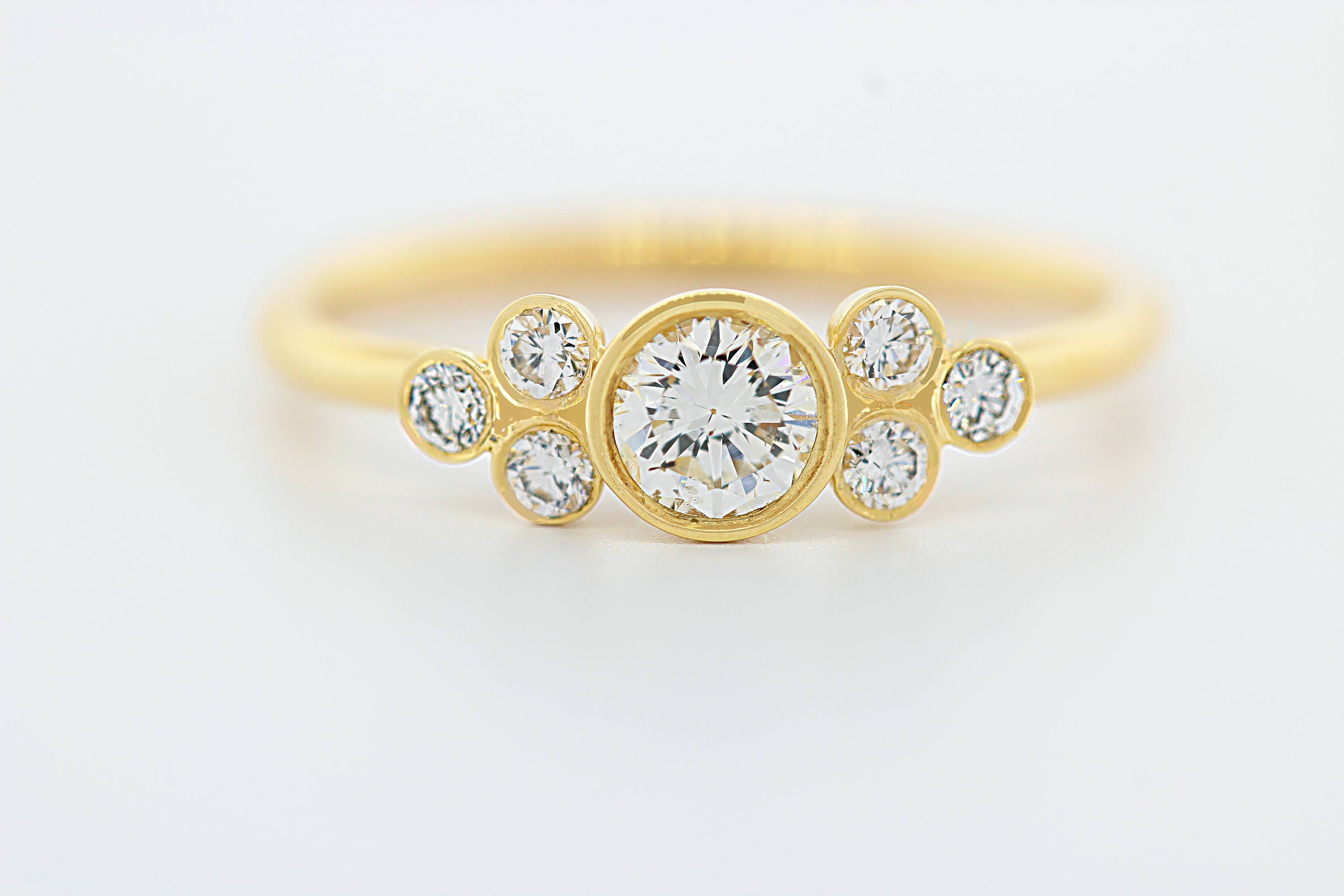 Seven Stone Diamond Cluster Engagement Ring Diamond Cluster