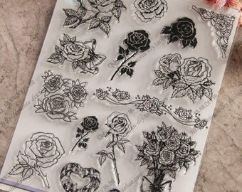 Rose rubber stamp | Etsy