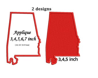 Embroidery Design ALABAMA State 3 Files Applique Triple