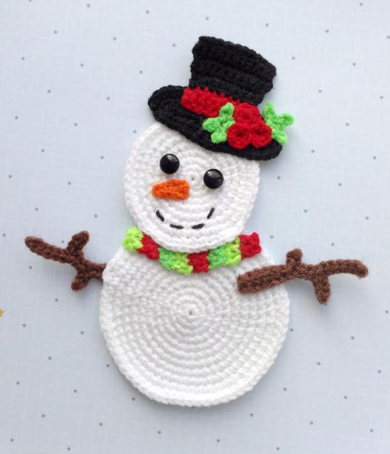 PATTERN Snowman Applique Crochet Pattern PDF Christmas