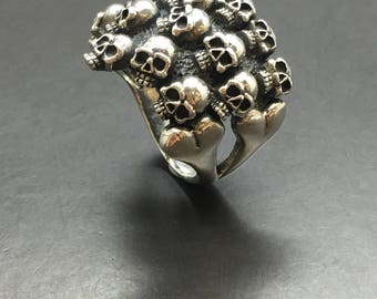 Silver skull ring | Etsy